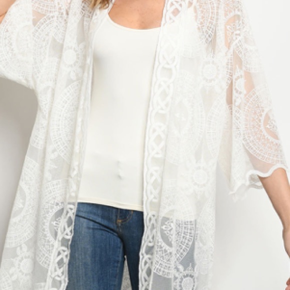 January Summer | Tops | White Lace Kimono Duster | Poshmark